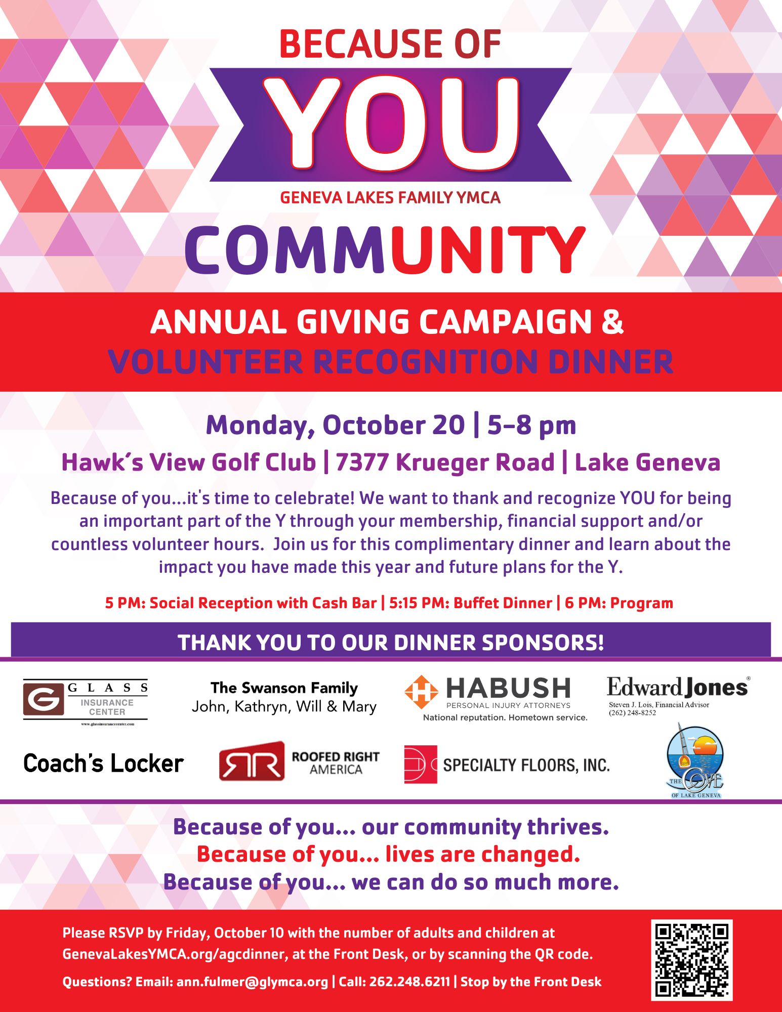 Annual Giving Campaign Dinner & Volunteer Recognition - Geneva Lakes Family YMCA